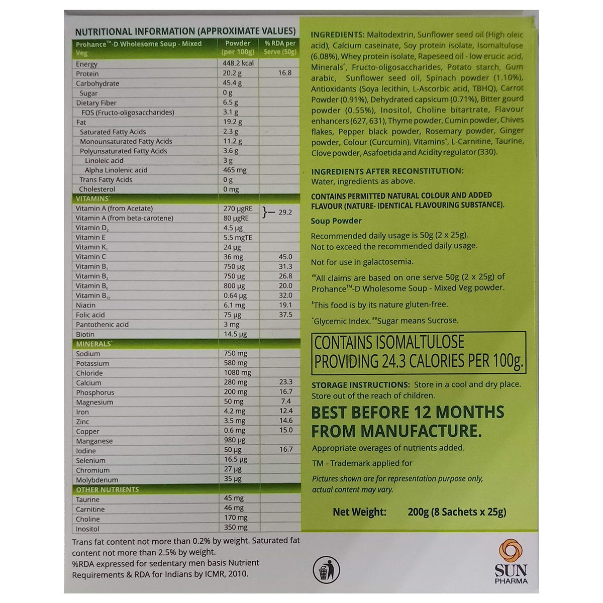 Prohance-D Wholesome S/F Mixed Veg Powder 200gm Price, Uses, Side ...