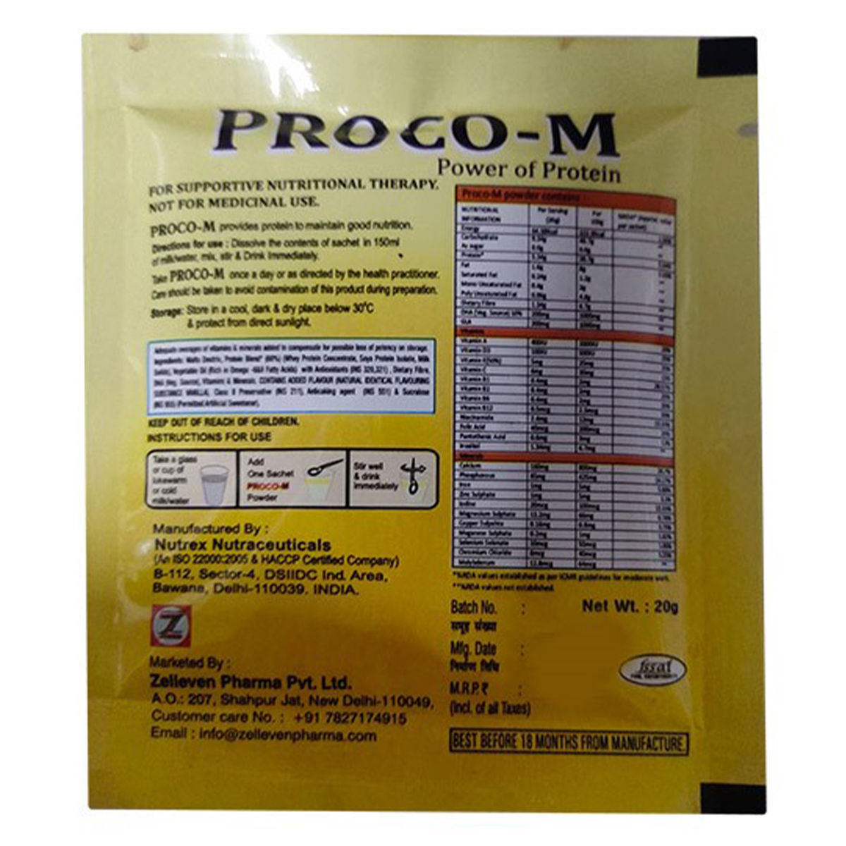 Proco-M S/F Vanilla Flav Sachet 20gm Price, Uses, Side Effects ...
