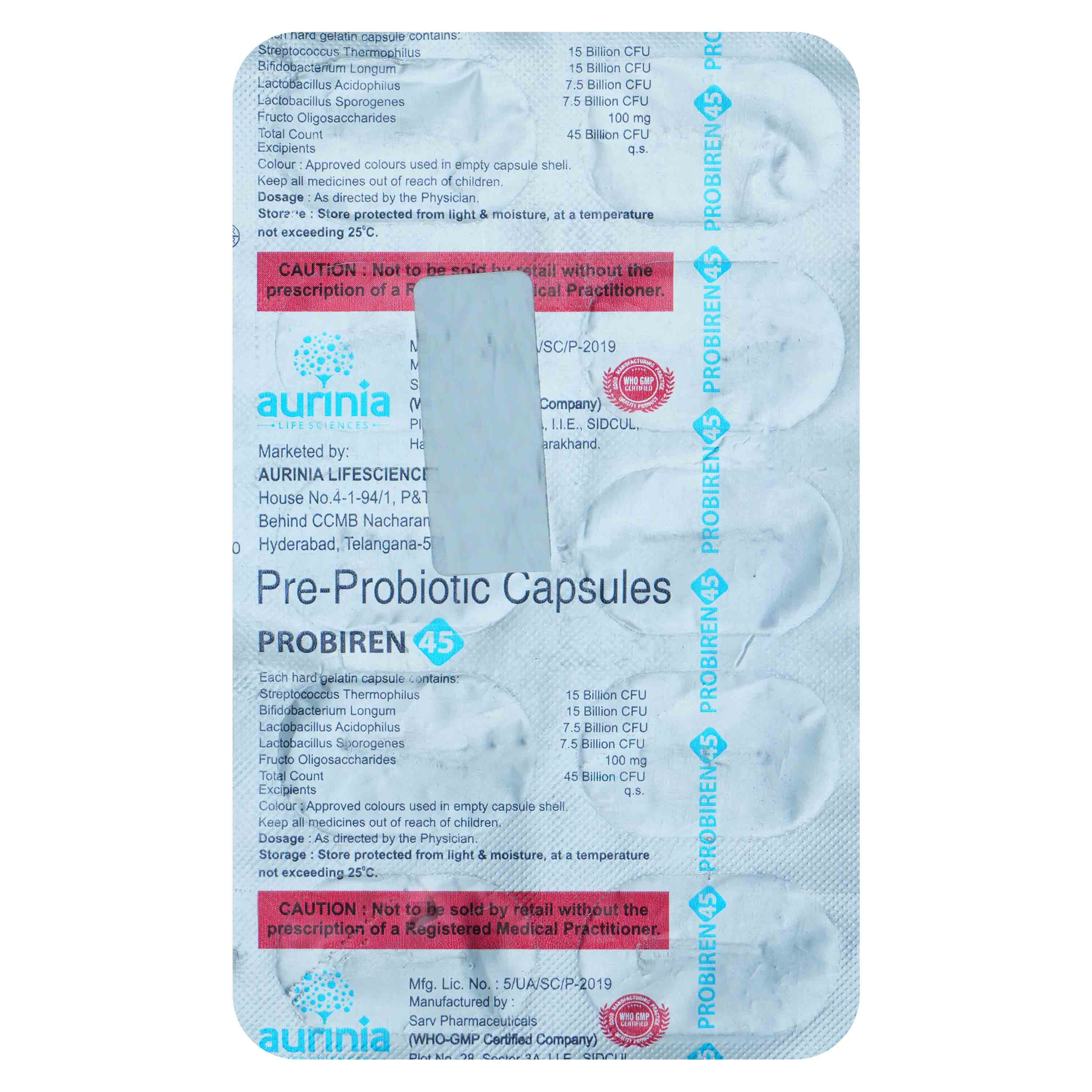 Probiren 45 B CFU Capsule | Uses, Side Effects, Price | Apollo Pharmacy