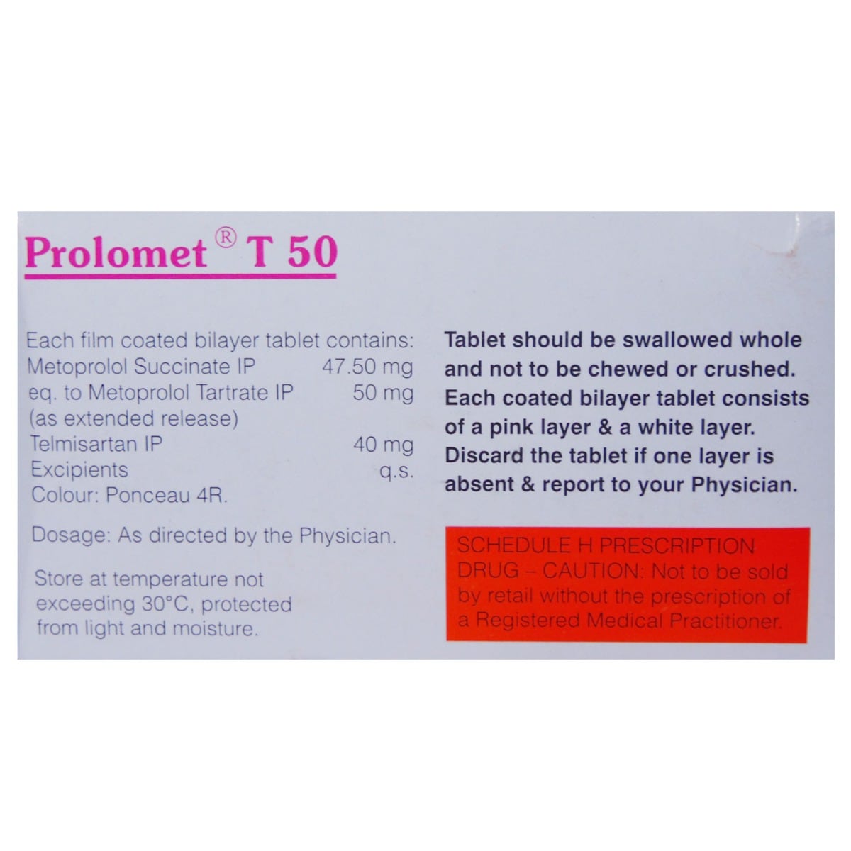 Prolomet T 50 Tablet | Uses, Side Effects, Price | Apollo Pharmacy