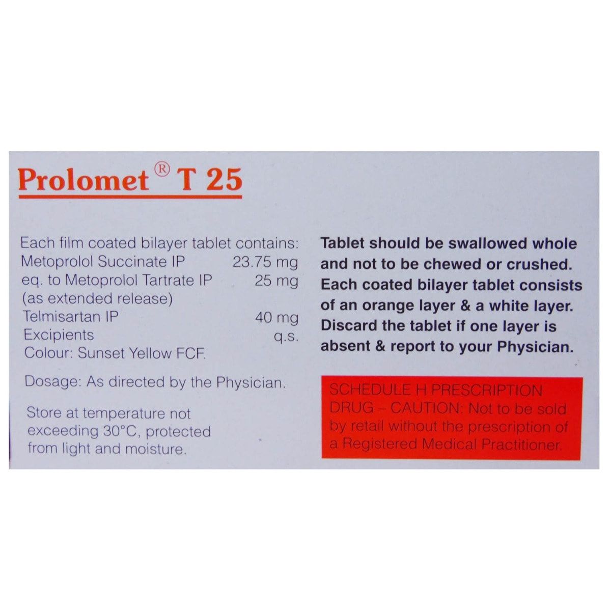 Prolomet T 25 Tablet | Uses, Side Effects, Price | Apollo Pharmacy
