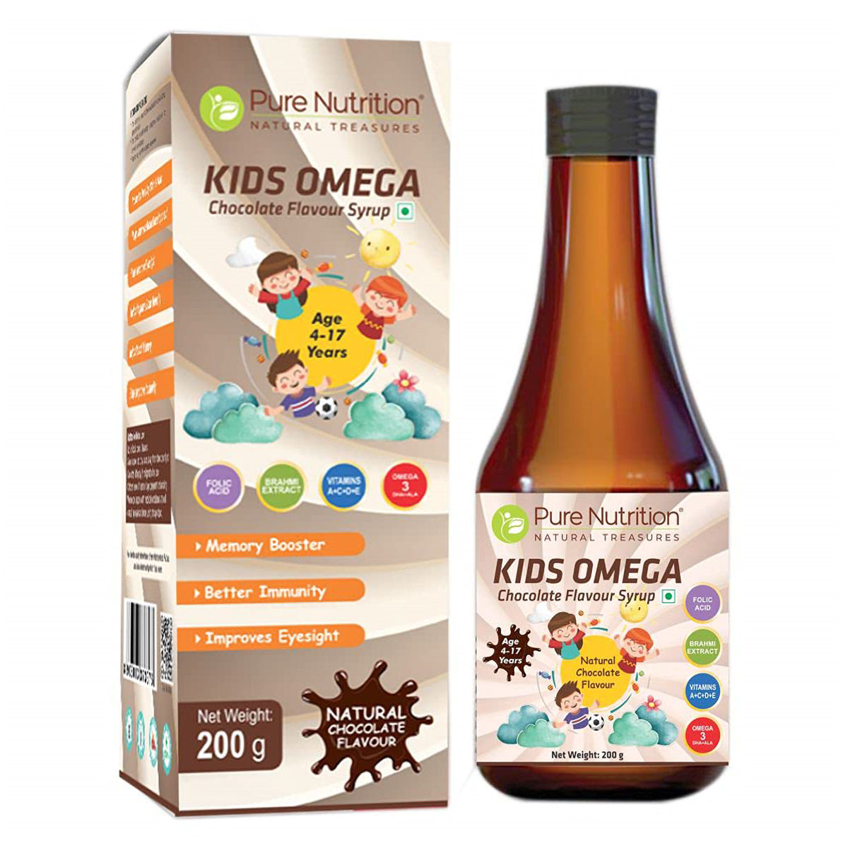 Pure Nutrition Kids Omega Chocolate Flavour Syrup, 200 gm Price, Uses ...