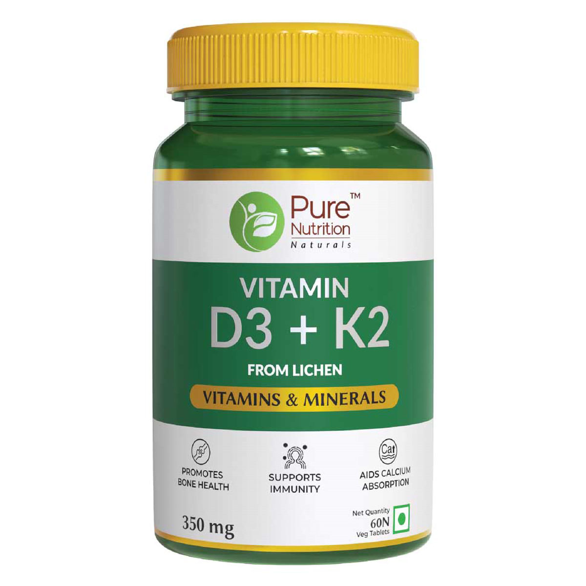 Buy Pure Nutrition Vitamin D3 + K2 350 mg, 60 Tablets | 19 Minutes ...