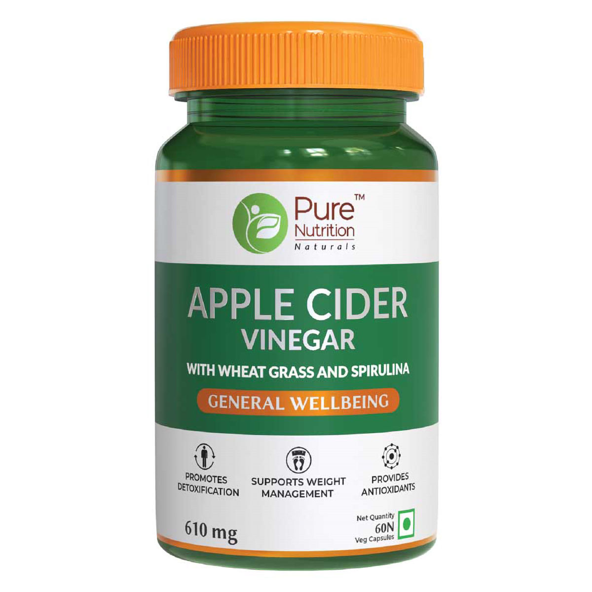 Buy Pure Nutrition Apple Cider Vinegar 610 mg, 60 Capsules | 19 Minutes ...
