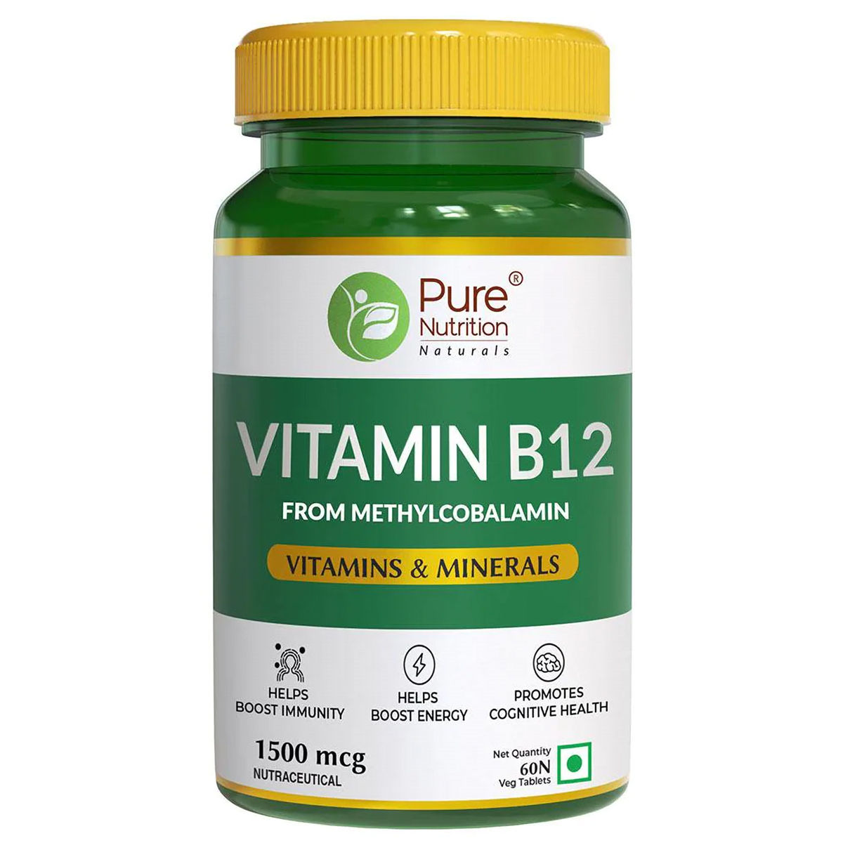 Buy Pure Nutrition Vitamin B12 1500mcg, 60 Tablets | 19 Minutes ...