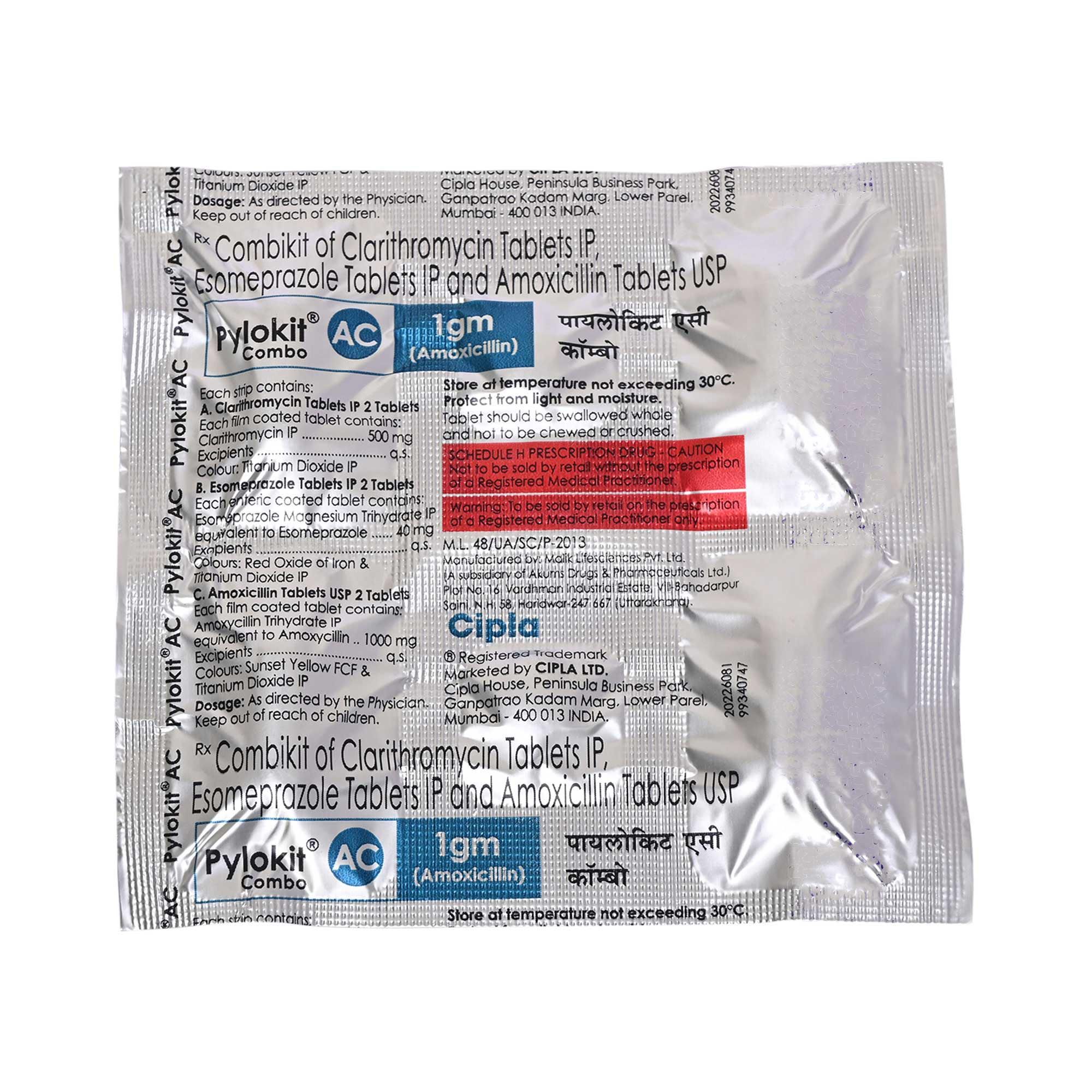 Pylokit AC Combo 1 gm Combikit Tablet | Uses, Side Effects, Price ...