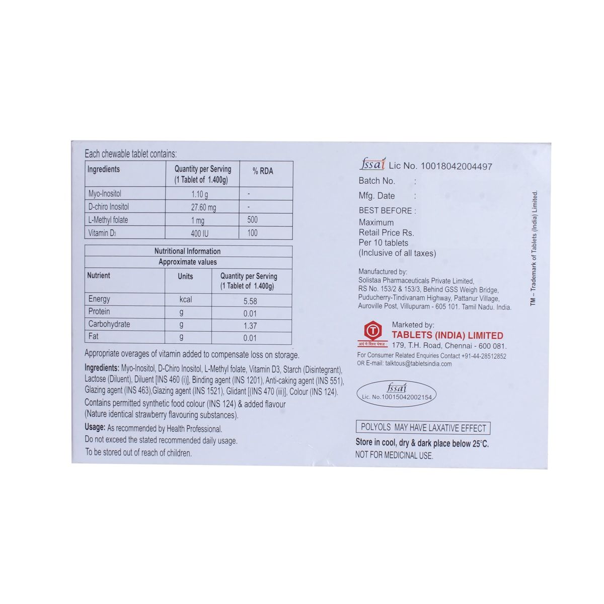 Qlife Chewable Tablet 10's Price, Uses, Side Effects, Composition ...