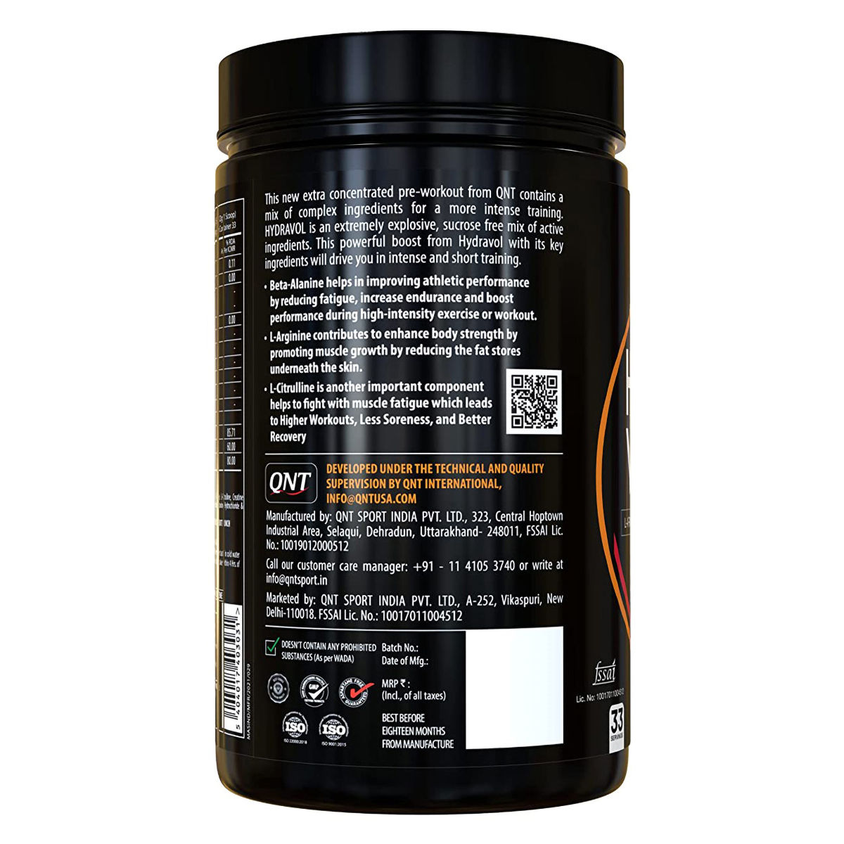 QNT Hydra Vol Pre-Workout Fruit Punch Flavour Powder, 400 gm Price ...