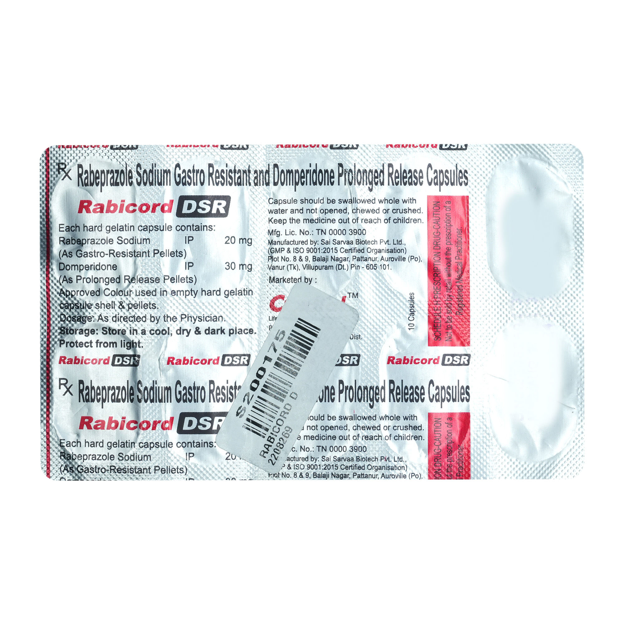 Rabicord DSR Capsule 10's Price, Uses, Side Effects, Composition ...