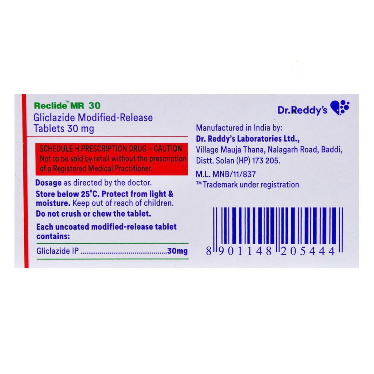 Reclide MR 30 Tablet 10's Price, Uses, Side Effects, Composition ...