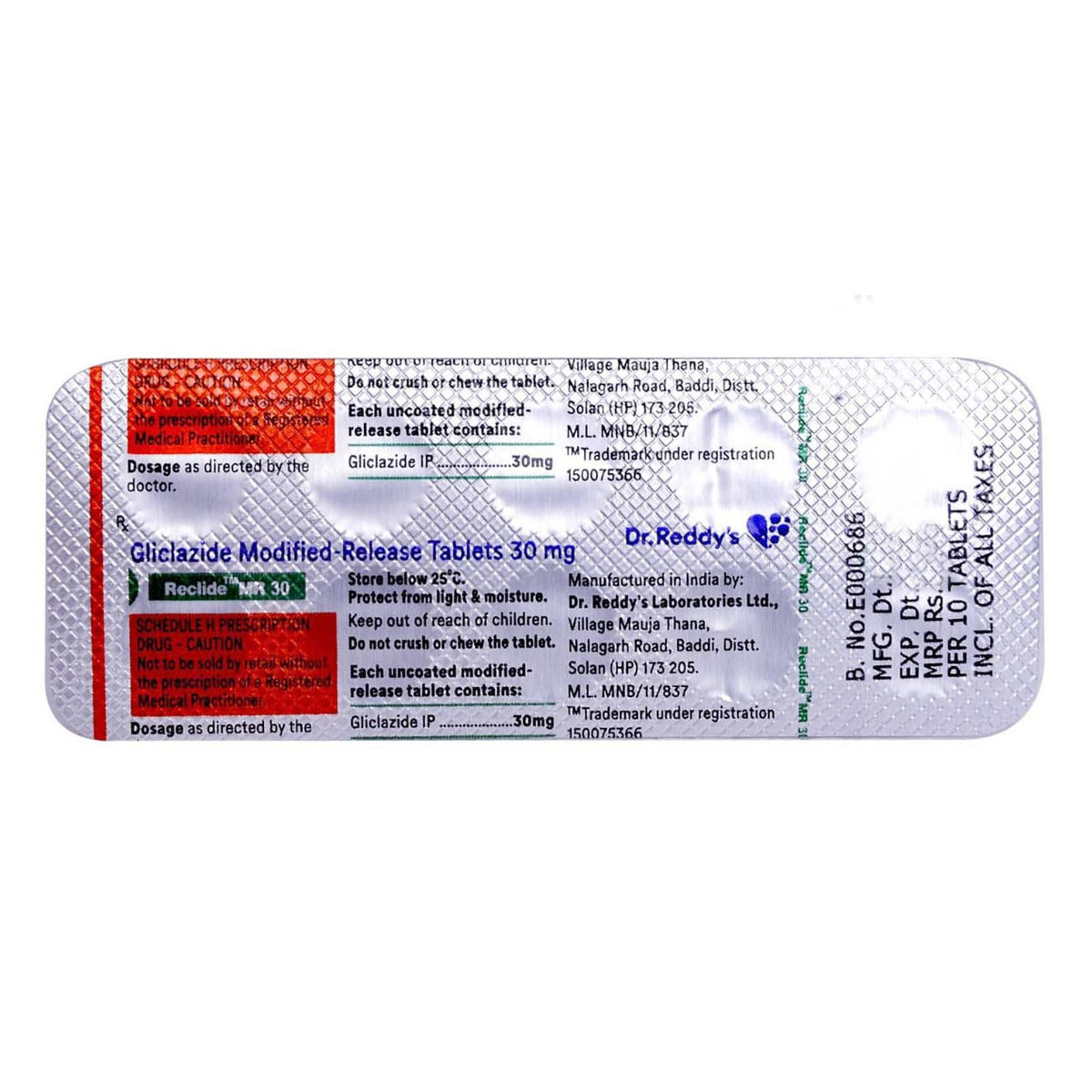 Reclide MR 30 Tablet 10's Price, Uses, Side Effects, Composition ...