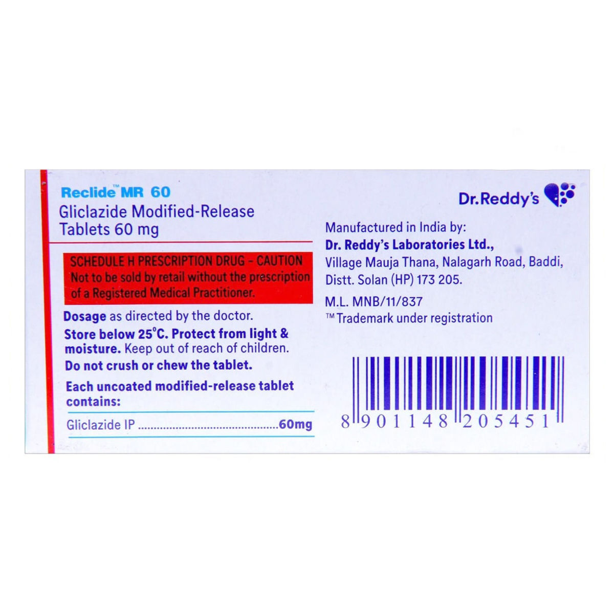 Reclide MR 60 Tablet | Uses, Side Effects, Price | Apollo Pharmacy