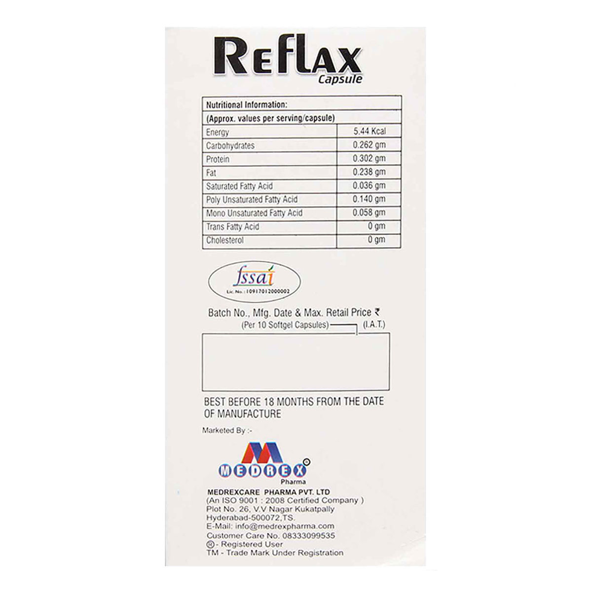 Reflax Softgel Capsule 10's Price, Uses, Side Effects, Composition ...