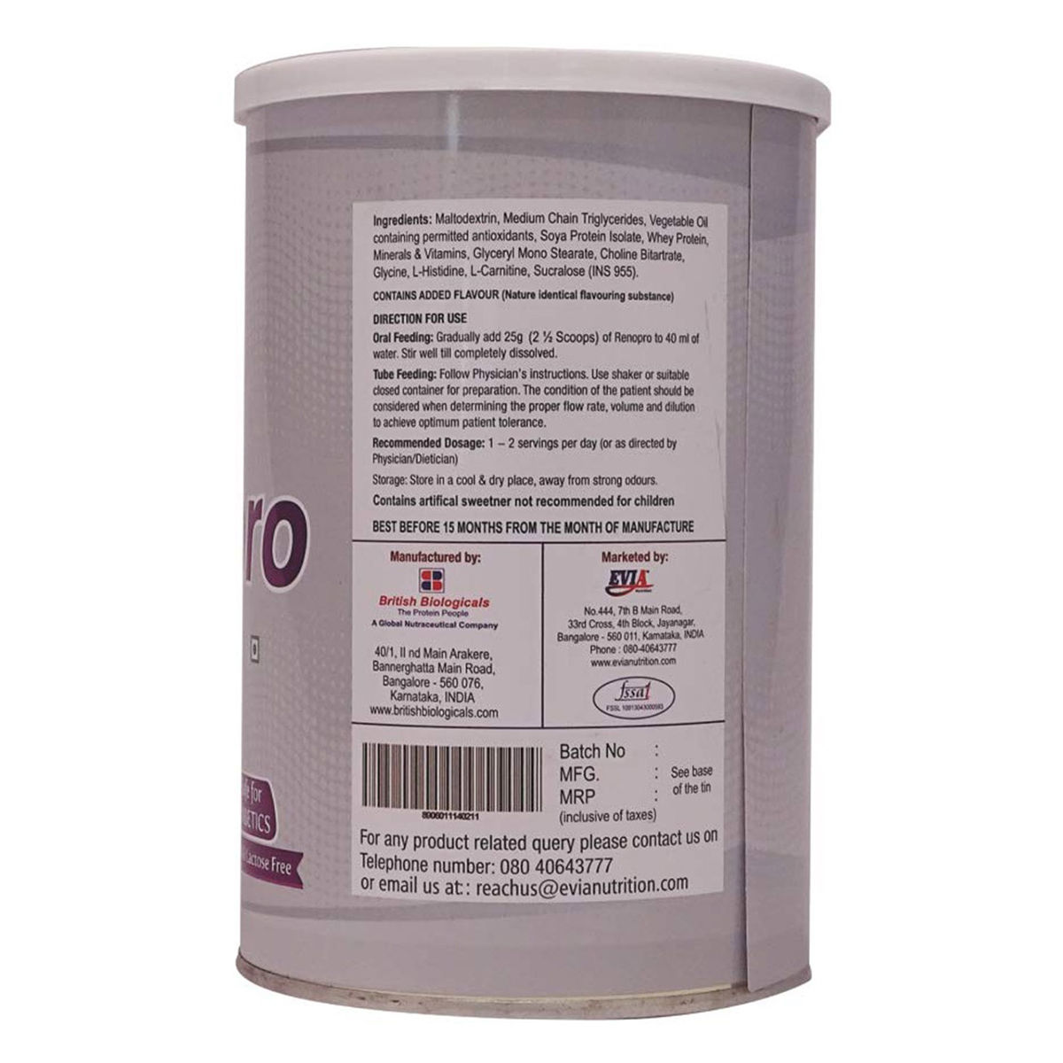 Reno-Pro Vanilla Flavour Powder, 200 gm Tin Price, Uses, Side Effects ...