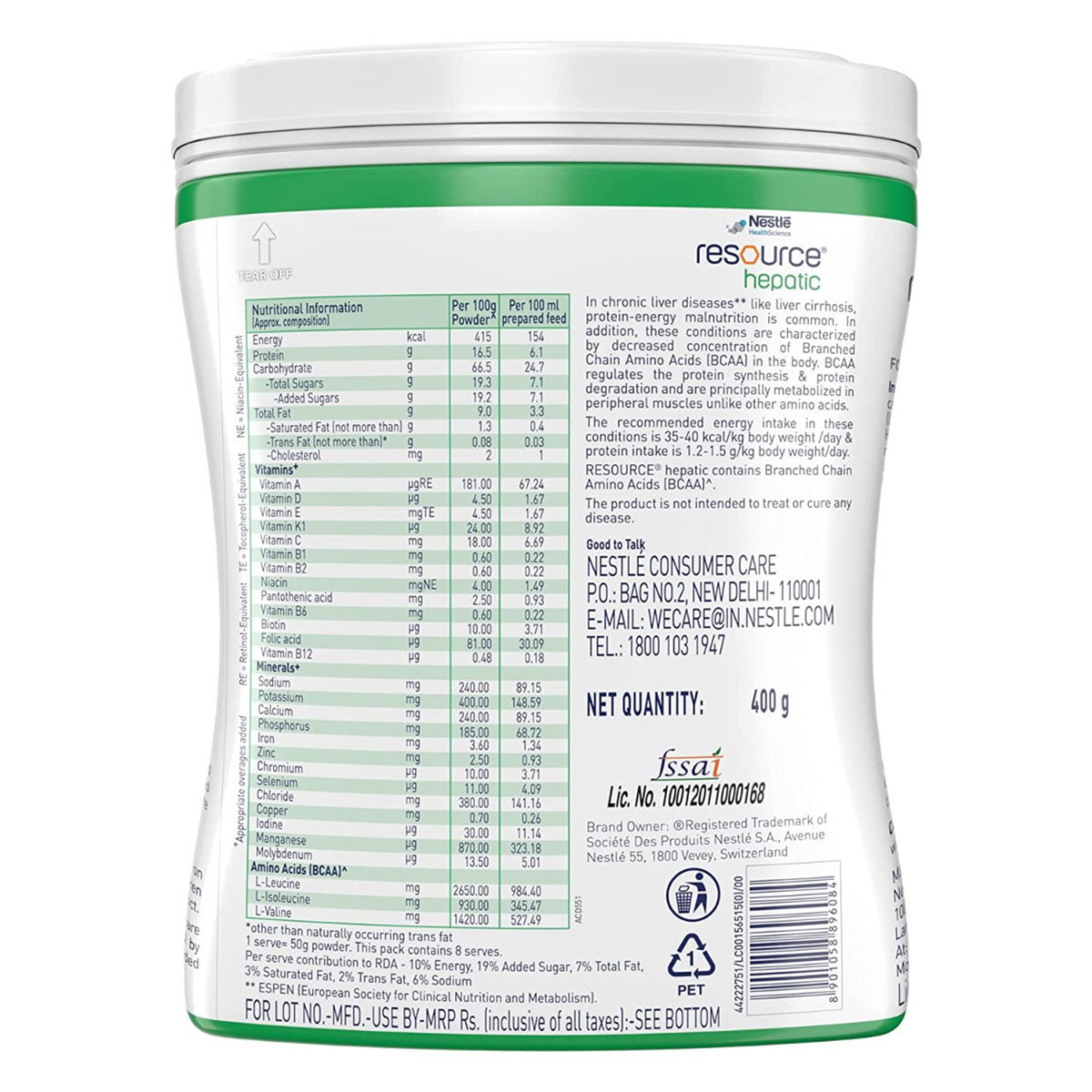 Nestle Resource Hepatic Vanilla Flavour Powder, 400 gm Price, Uses ...