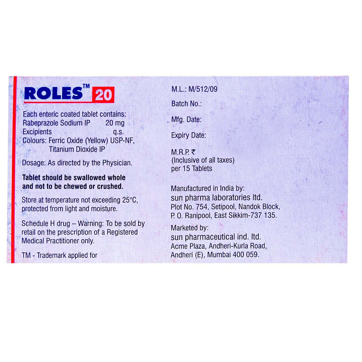 Roles 20 Tablet 15's Price, Uses, Side Effects, Composition - Apollo ...