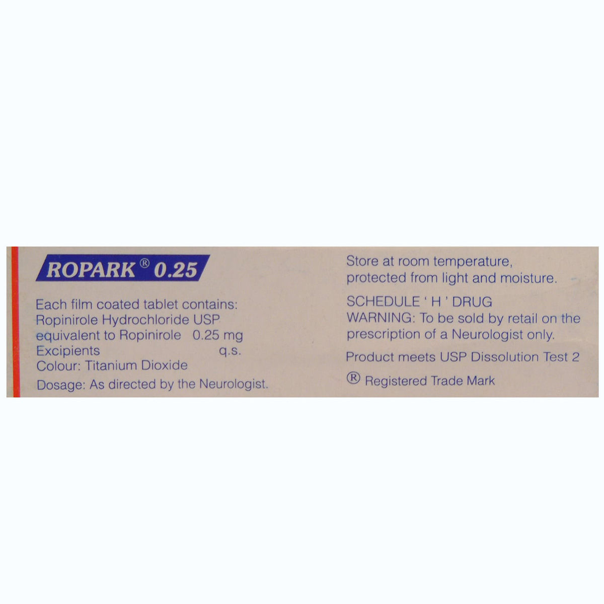 Ropark 0.25 Tablet | Uses, Side Effects, Price | Apollo Pharmacy