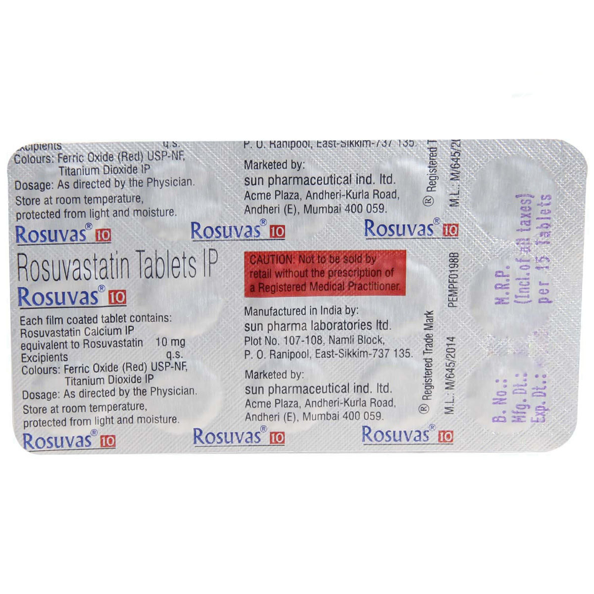 Rosuvas 10 Tablet | Uses, Side Effects, Price | Apollo Pharmacy