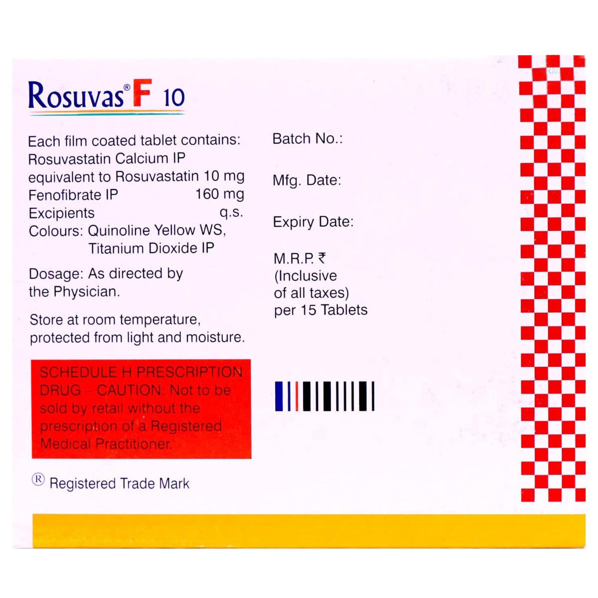 Rosuvas F 10 Tablet 15's Price, Uses, Side Effects, Composition ...