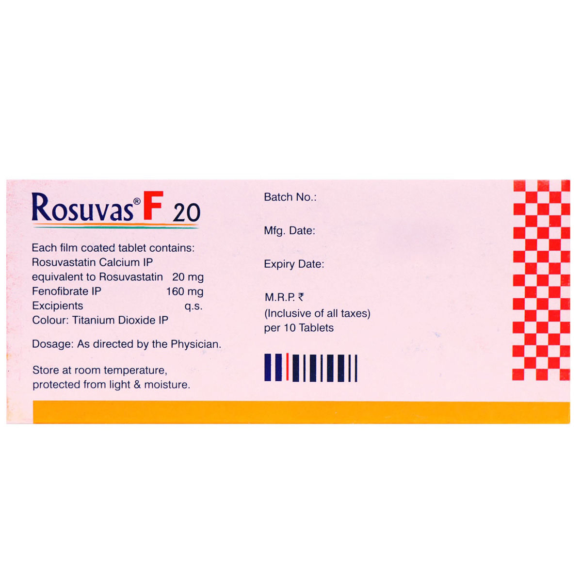 Rosuvas F 20 Tablet 10's Price, Uses, Side Effects, Composition ...