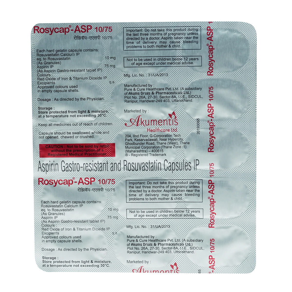 Rosycap ASP 10/75 Capsule 10's Price, Uses, Side Effects, Composition ...