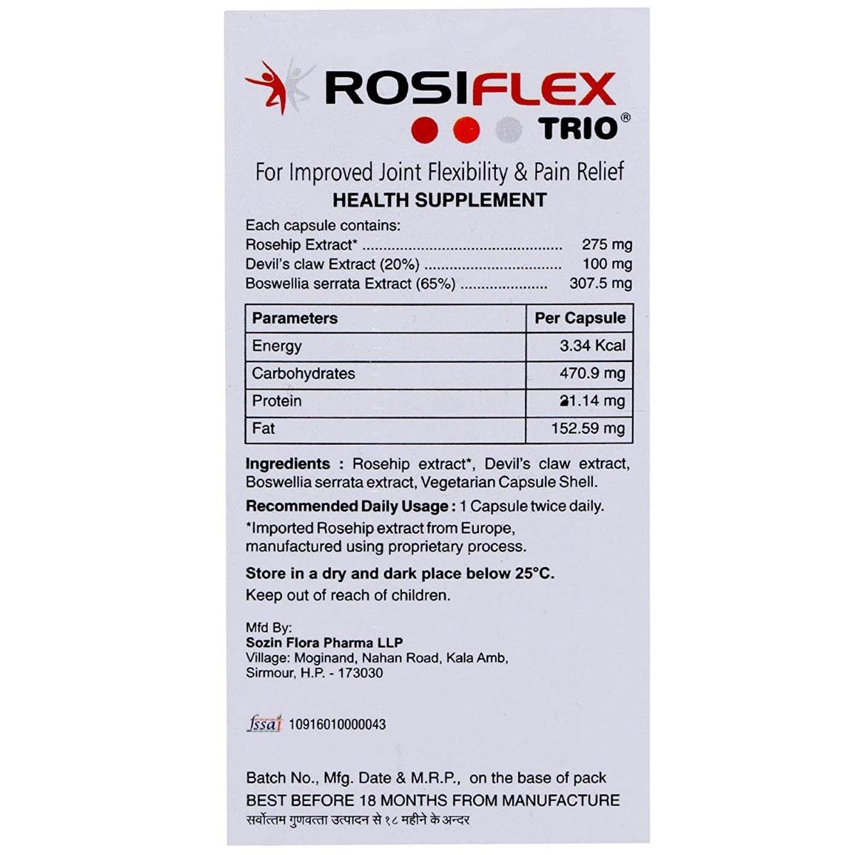 Rosiflex Trio, 14 Capsules Price, Uses, Side Effects, Composition ...