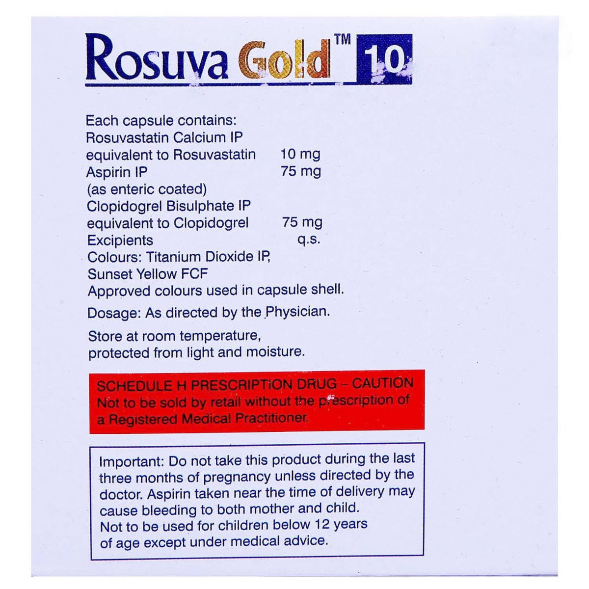 Rosuva Gold 10 Capsule 10's Price, Uses, Side Effects, Composition ...