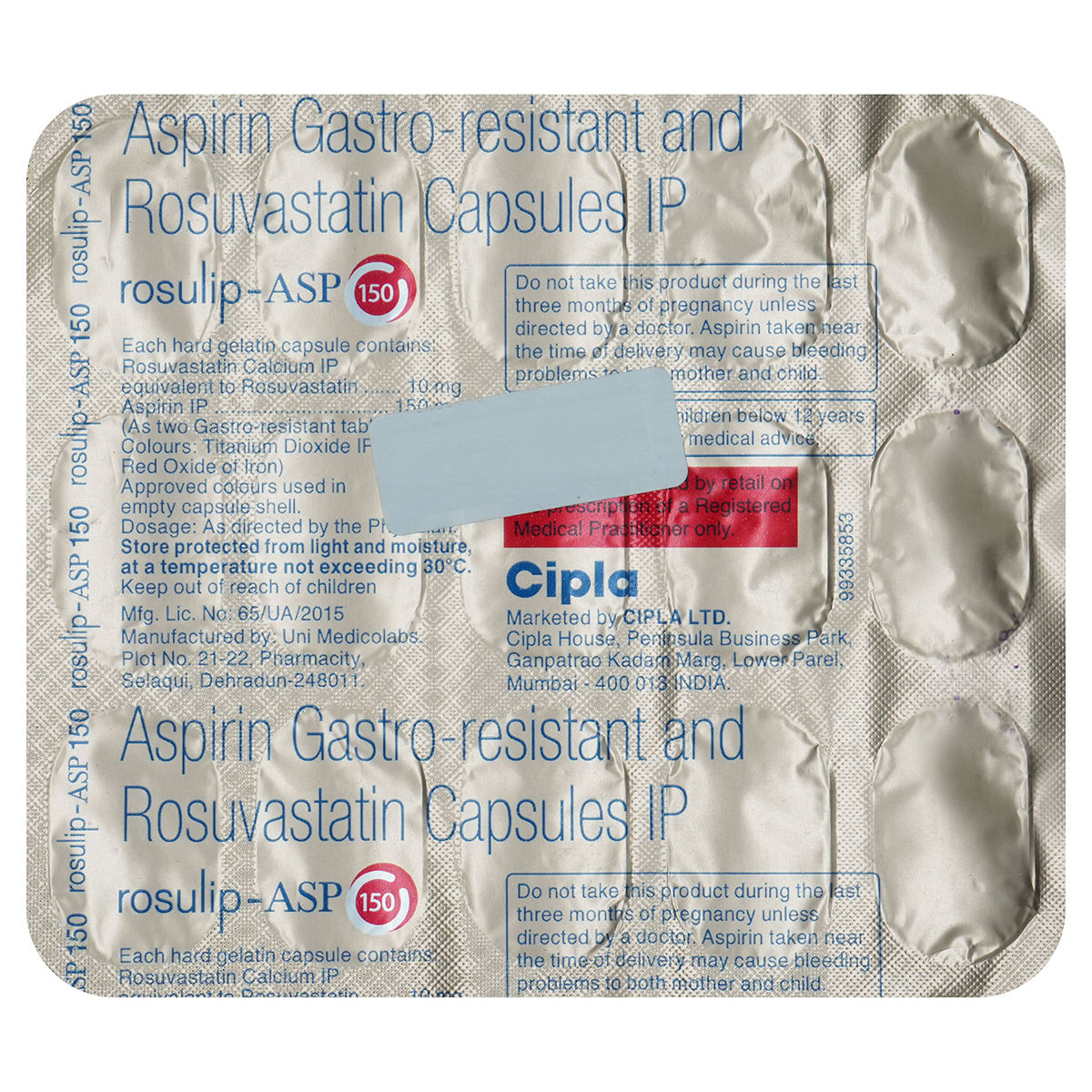 Rosulip-ASP 150 Capsule | Uses, Side Effects, Price | Apollo Pharmacy