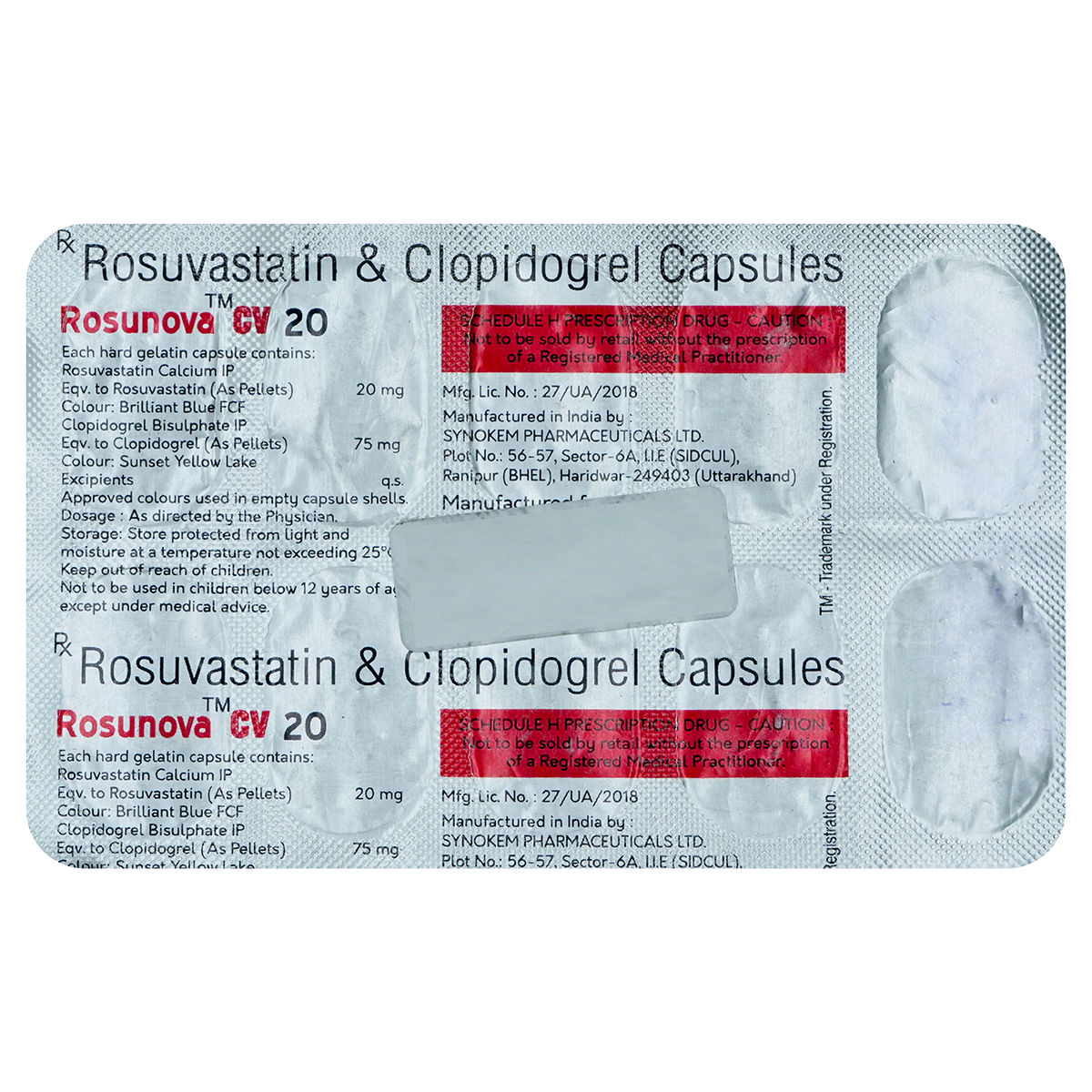 Rosunova CV 20 Capsule | Uses, Side Effects, Price | Apollo Pharmacy