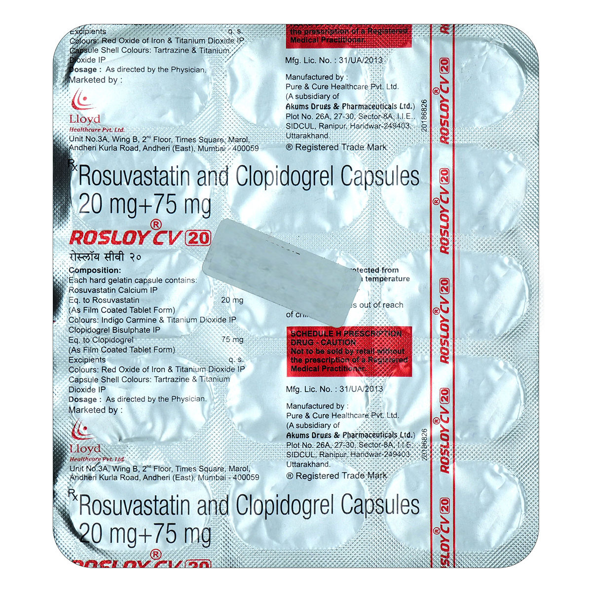Rosloy CV 20/75 mg Capsule | Uses, Side Effects, Price | Apollo Pharmacy