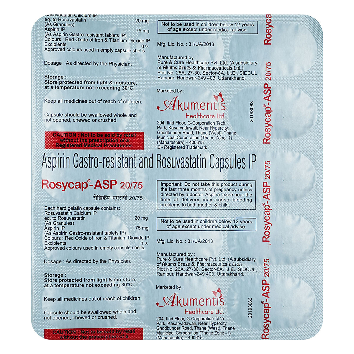 Rosycap ASP 20/75 Capsule | Uses, Side Effects, Price | Apollo Pharmacy