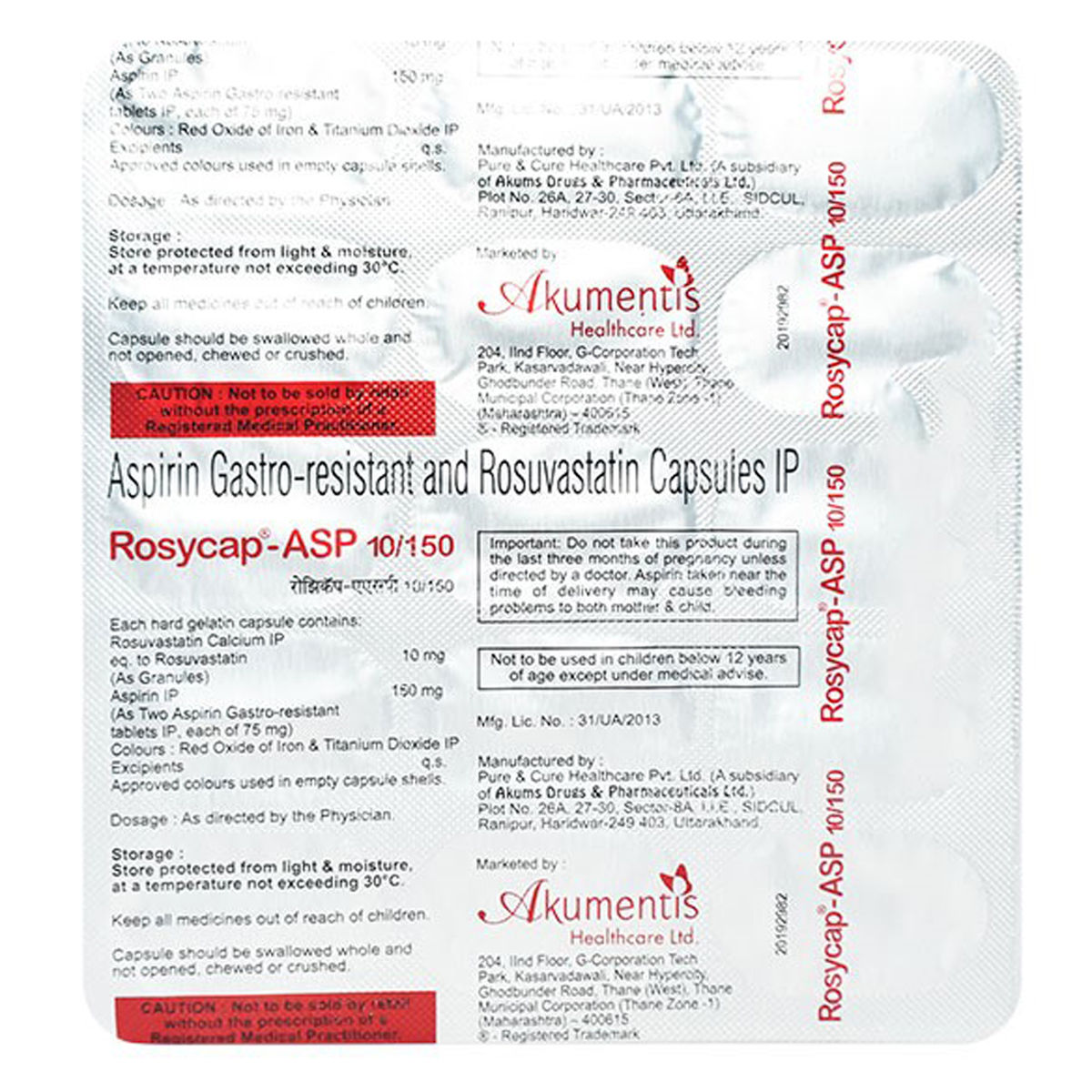 Rosycap-Asp 10/150 Capsule | Uses, Side Effects, Price | Apollo Pharmacy