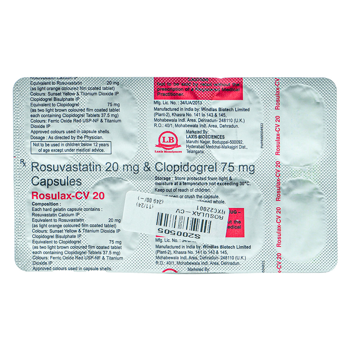 Rosulax-CV 20 Capsule 10's Price, Uses, Side Effects, Composition ...