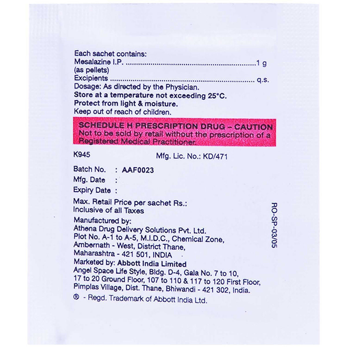 Rowasa Sachet 1 gm Price, Uses, Side Effects, Composition - Apollo Pharmacy