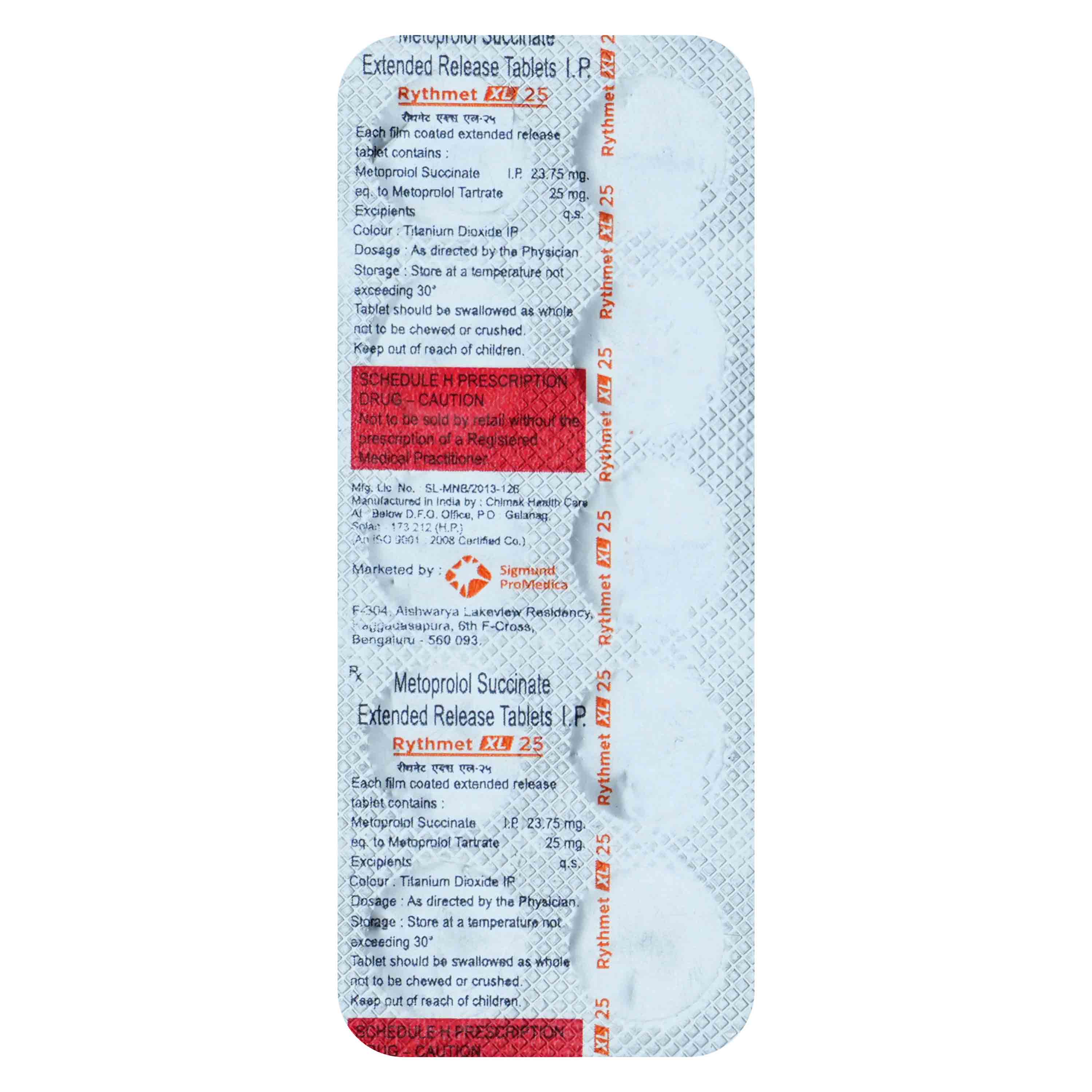 Rythmet Xl 25mg Tablet | Uses, Side Effects, Price | Apollo Pharmacy