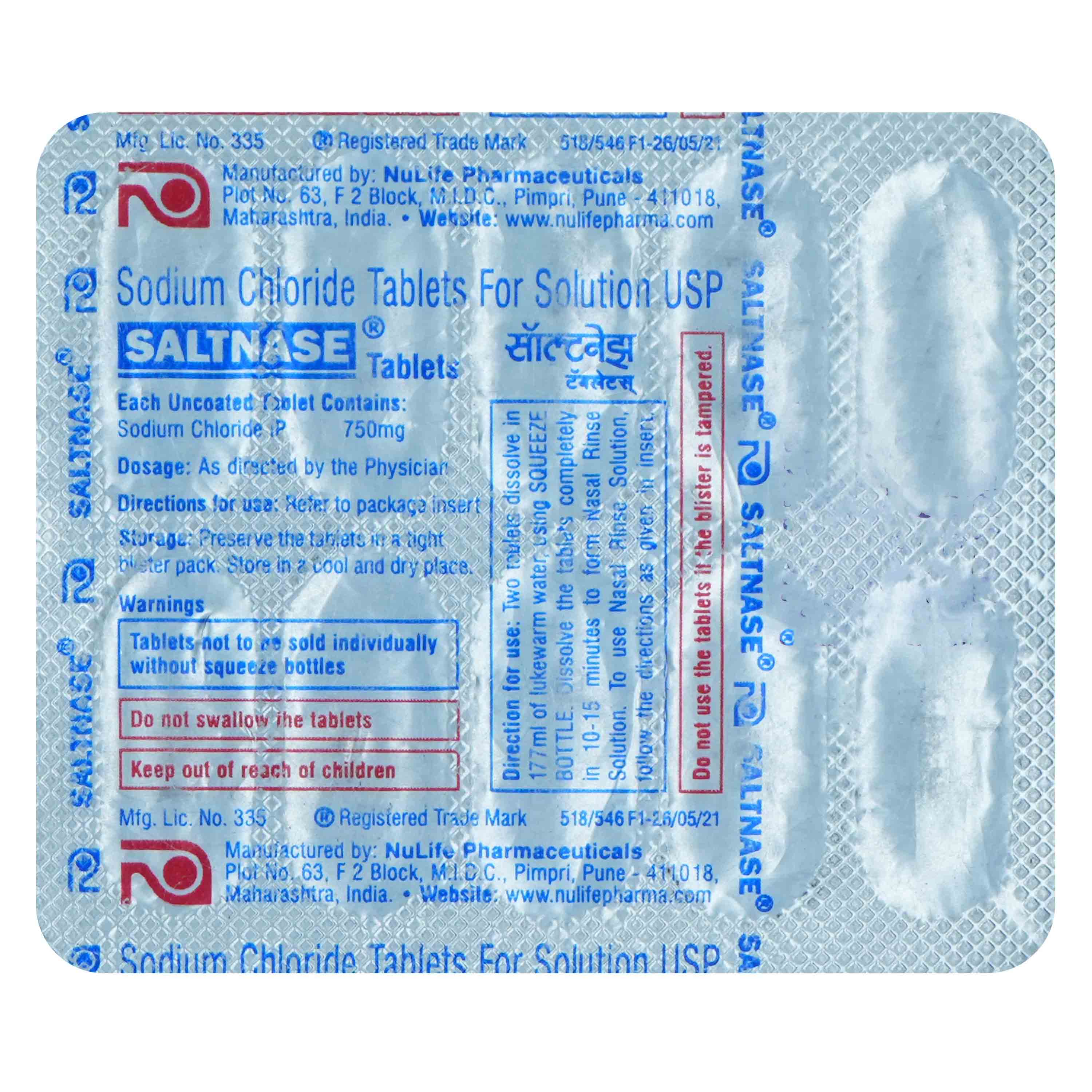 Saltnase Tablet | Uses, Side Effects, Price | Apollo Pharmacy