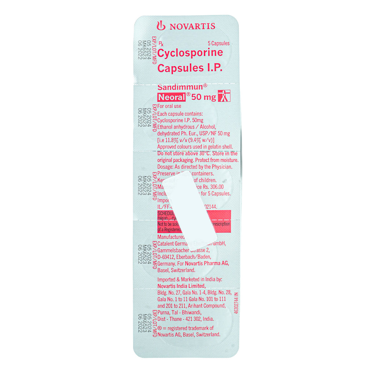 Sandimmun Neoral 50 mg Capsule 5's Price, Uses, Side Effects ...