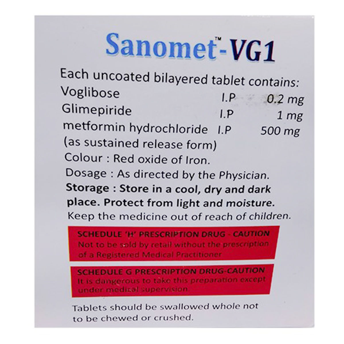 Sanomet-VG 1 mg Tablet 15`S Price, Uses, Side Effects, Composition ...