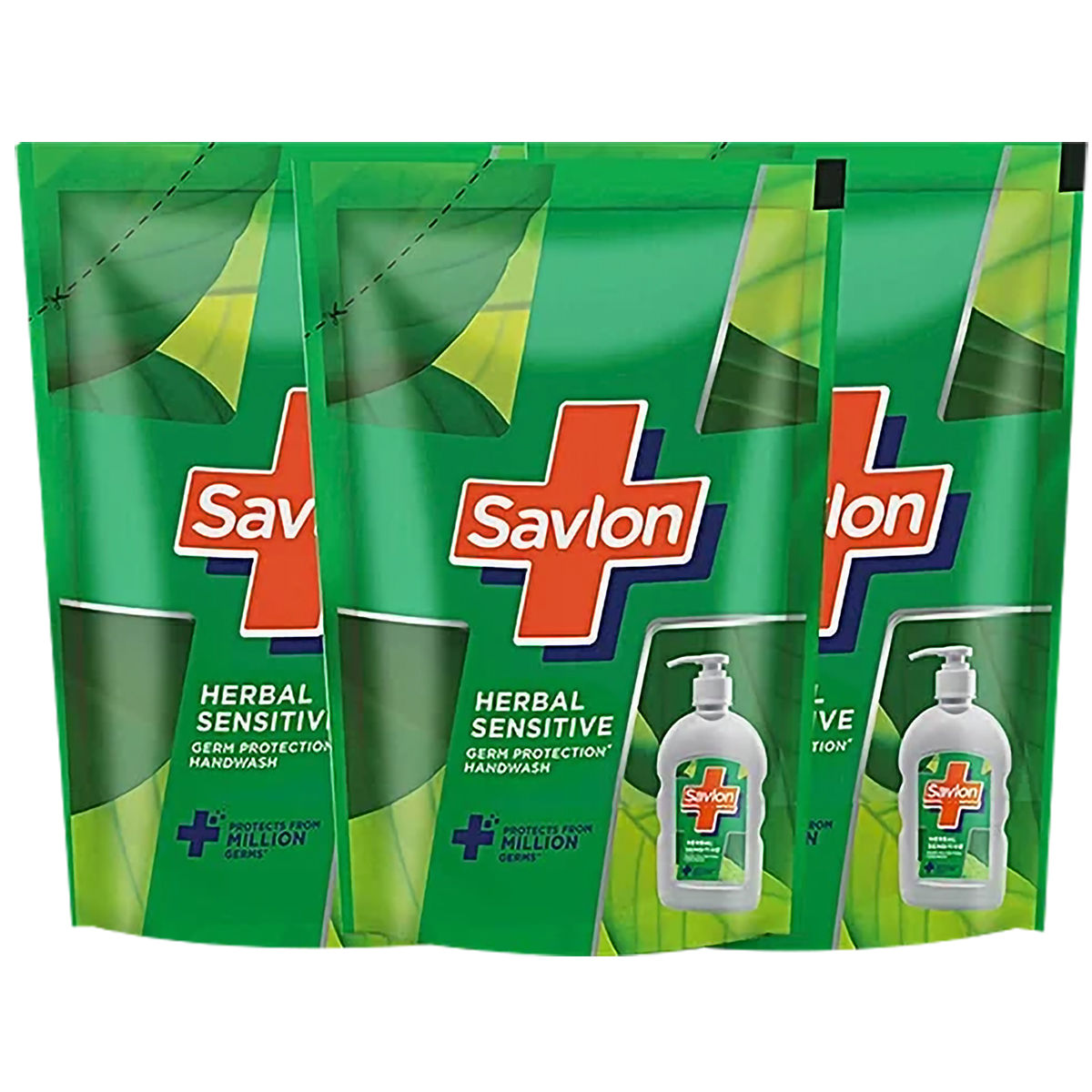 Buy Savlon Herbal Sensitive Hand Wash, 3x175 ml Pouch | 19 Minutes ...