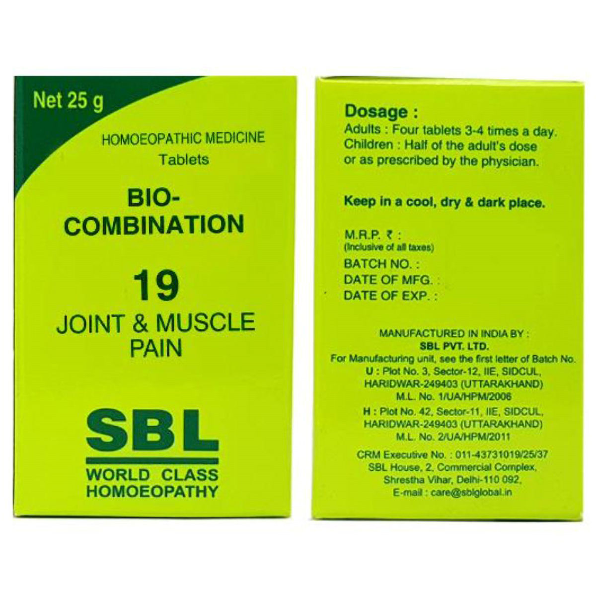 Buy SBL Bio-Combination 19 (BC) Tablets, 25 gm | 19 Minutes Delivery ...