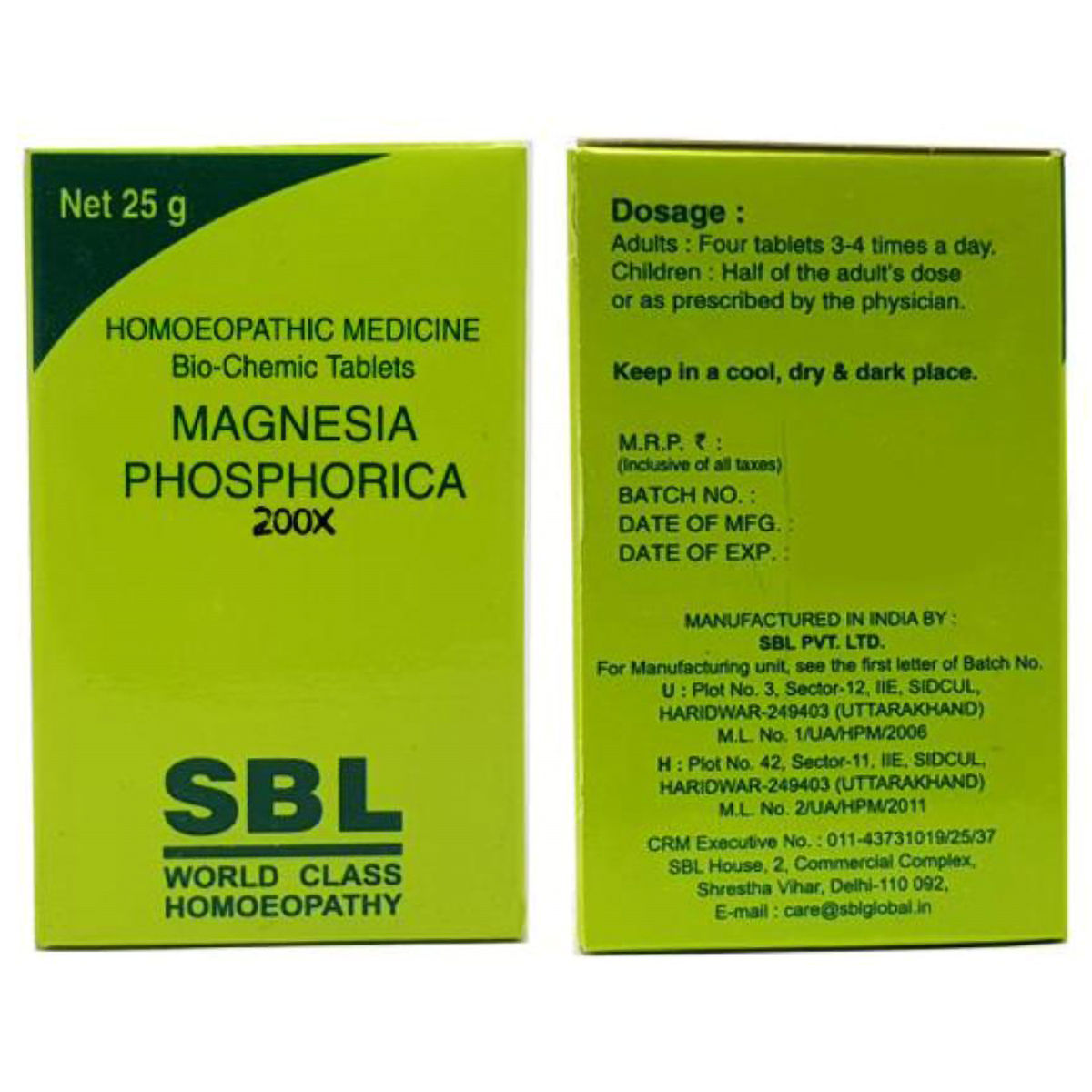 Buy SBL Magnesia Phosphorica Biochemic 200X Tablets, 25 gm | 19 Minutes ...