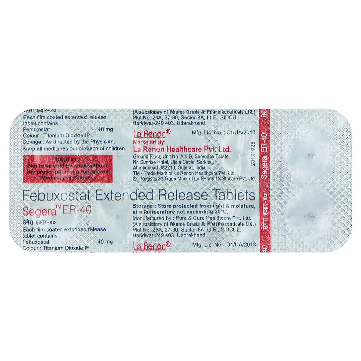 SEGERA ER 40MG TABLET | Uses, Side Effects, Price | Apollo Pharmacy