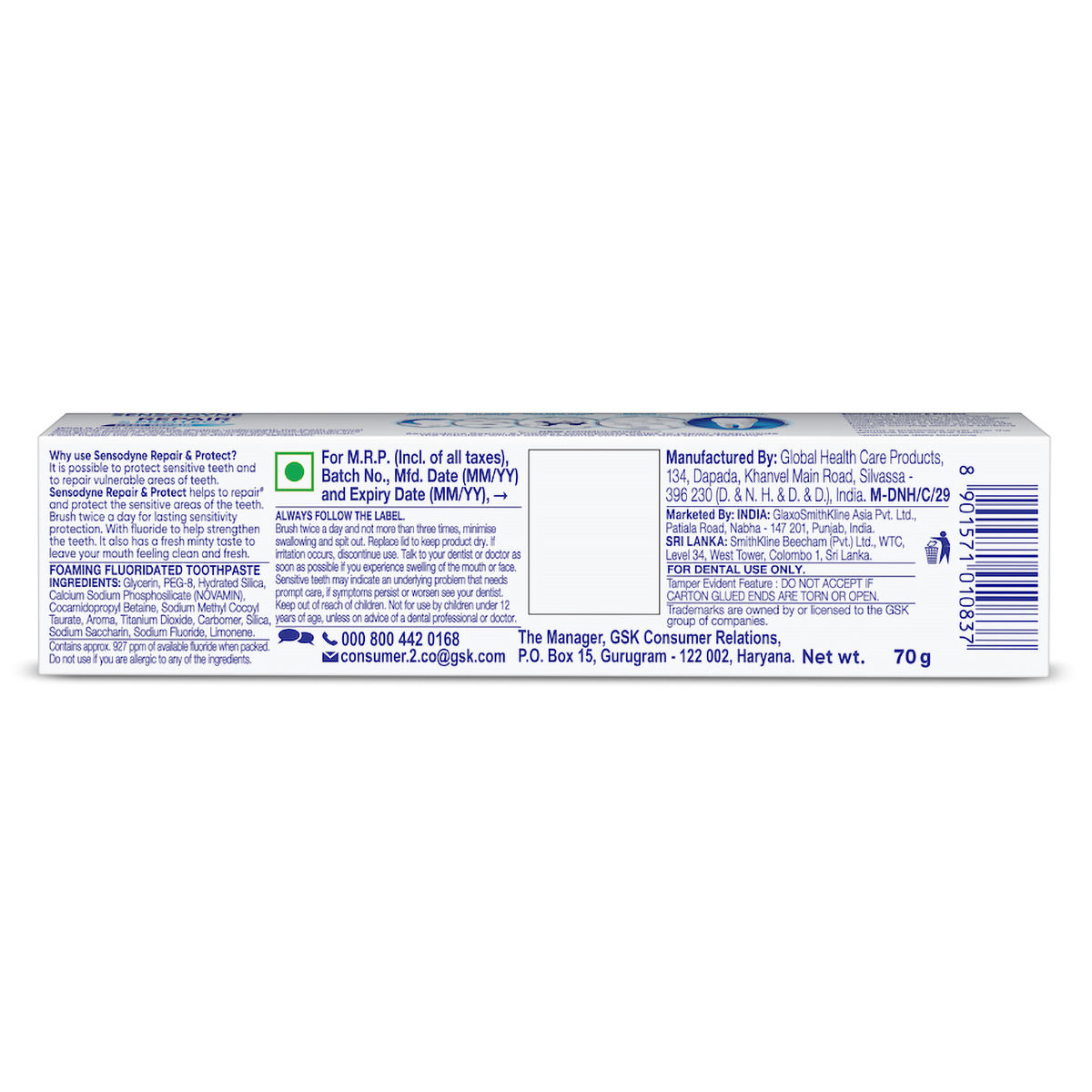 Sensodyne Repair & Protect Toothpaste, 70 gm Price, Uses, Side Effects ...