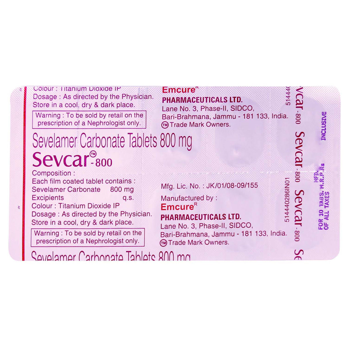 Sevcar-800 Tablet 10's Price, Uses, Side Effects, Composition - Apollo ...