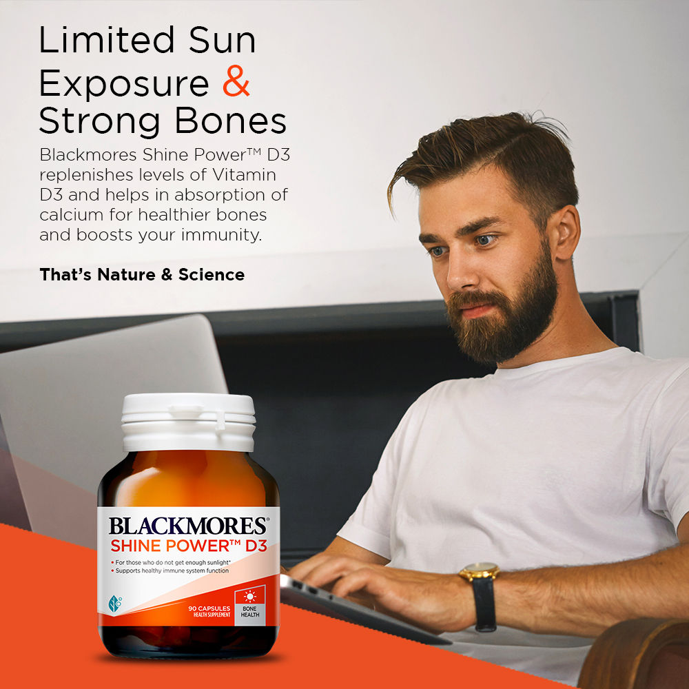 Blackmores Shine Power D3 for Bone Health, 90 Capsules Price, Uses ...