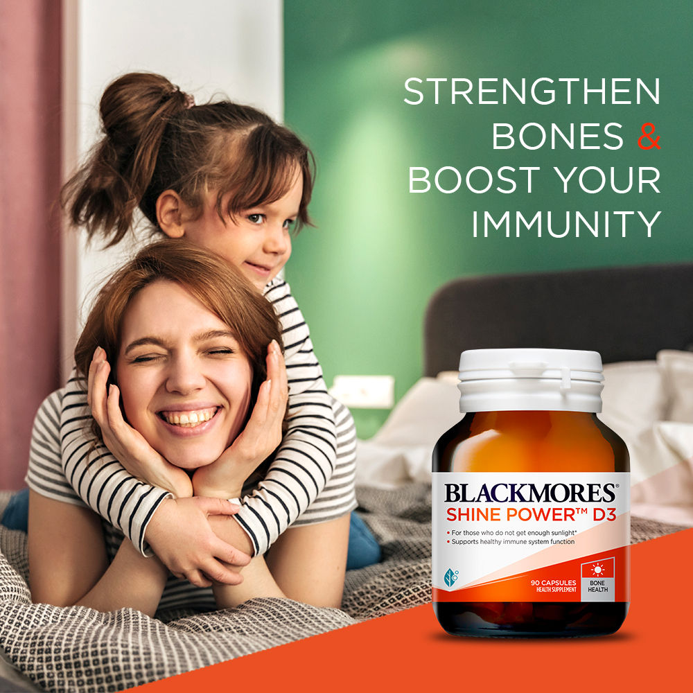 Blackmores Shine Power D3 for Bone Health, 90 Capsules Price, Uses ...