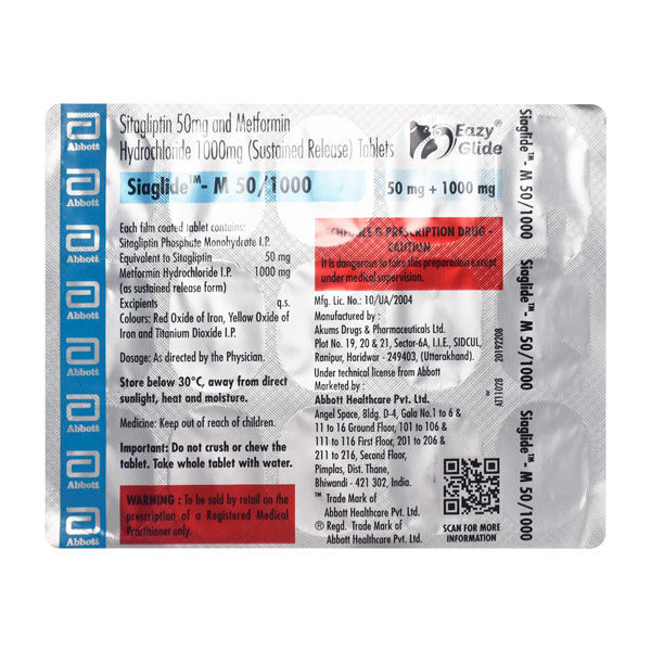 Siaglide M 50/1000 Tablet | Uses, Side Effects, Price | Apollo Pharmacy