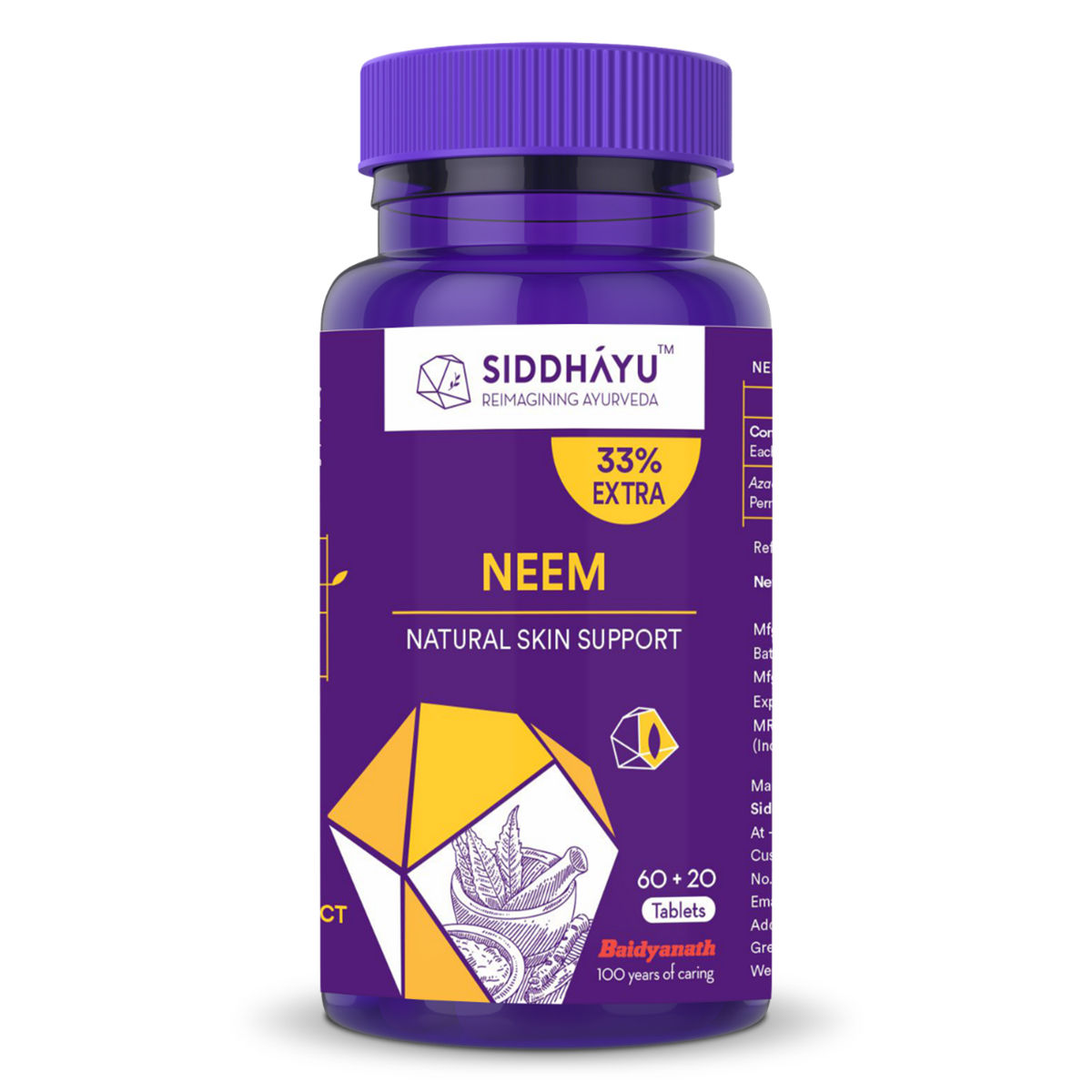 Buy Siddhayu Neem Natural Skin Support, 80 Tablets | 19 Minutes ...