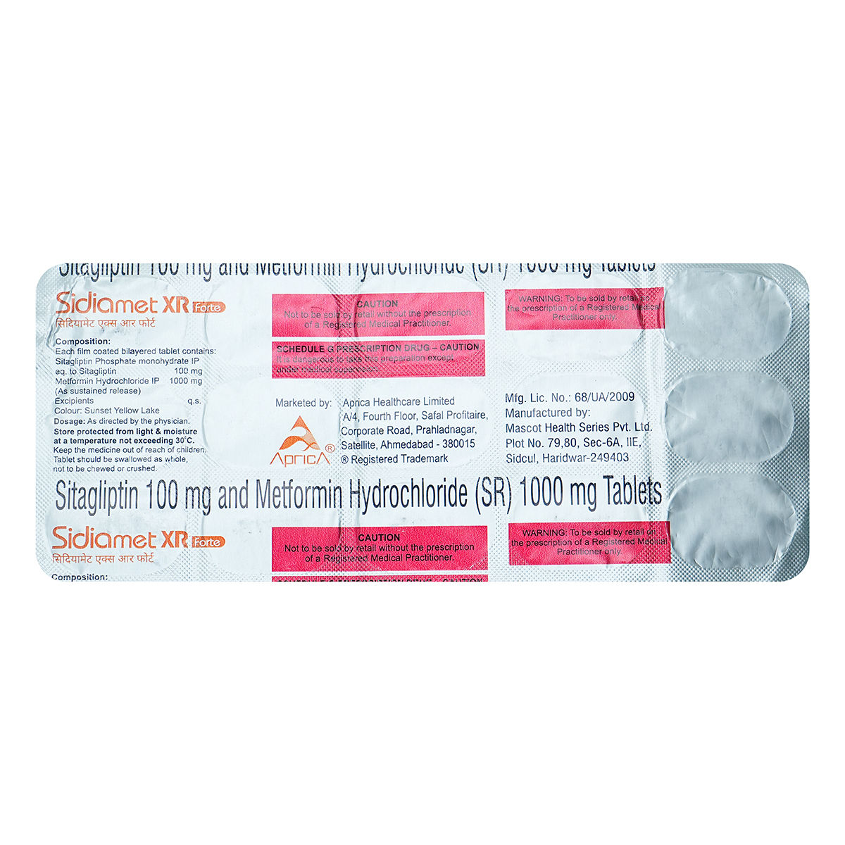 Sidiamet XR Forte 100/1000 Tablet | Uses, Side Effects, Price | Apollo ...