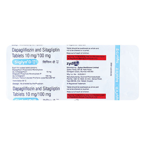 Siglyn D 100/10 mg Tablet | Uses, Side Effects, Price | Apollo Pharmacy